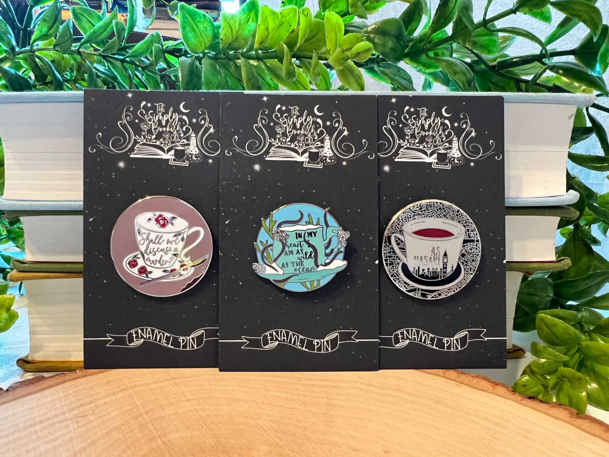 The Teacup Collection - Set of 3 Hard Enamel Pins – The Simply Bookish Co.